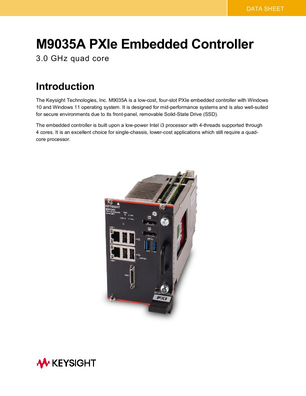M9035A PXIe Embedded Controller PDF Asset Page | Keysight